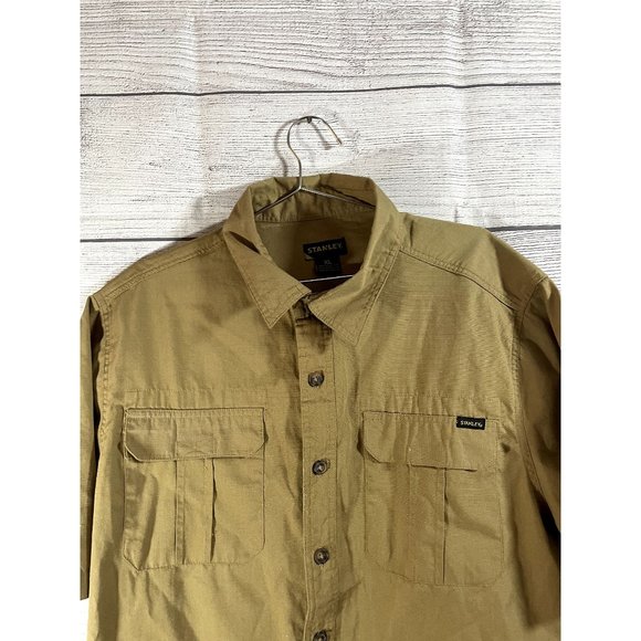 Stanley | Shirts | Stanley Mens Xl Light Brown Short Sleeve Work Button ...